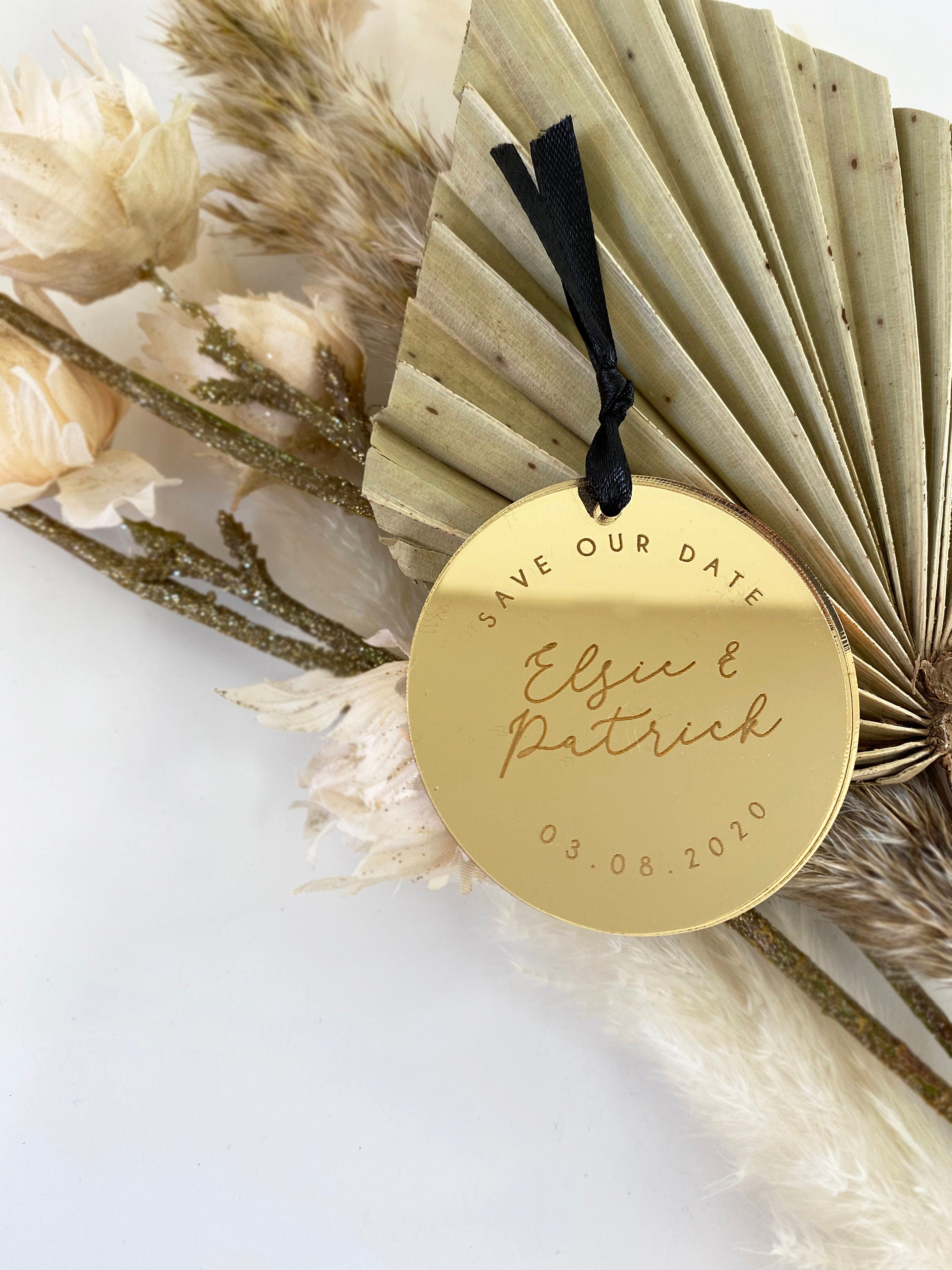 Save the Dates Mirrored Acrylic Round Wedding Invite - Etsy