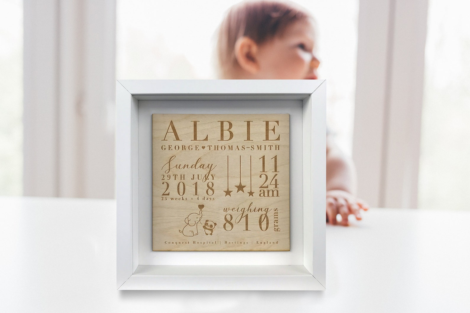 Framed Birth Plaque Birth Details New Born Baby Picture - Etsy
