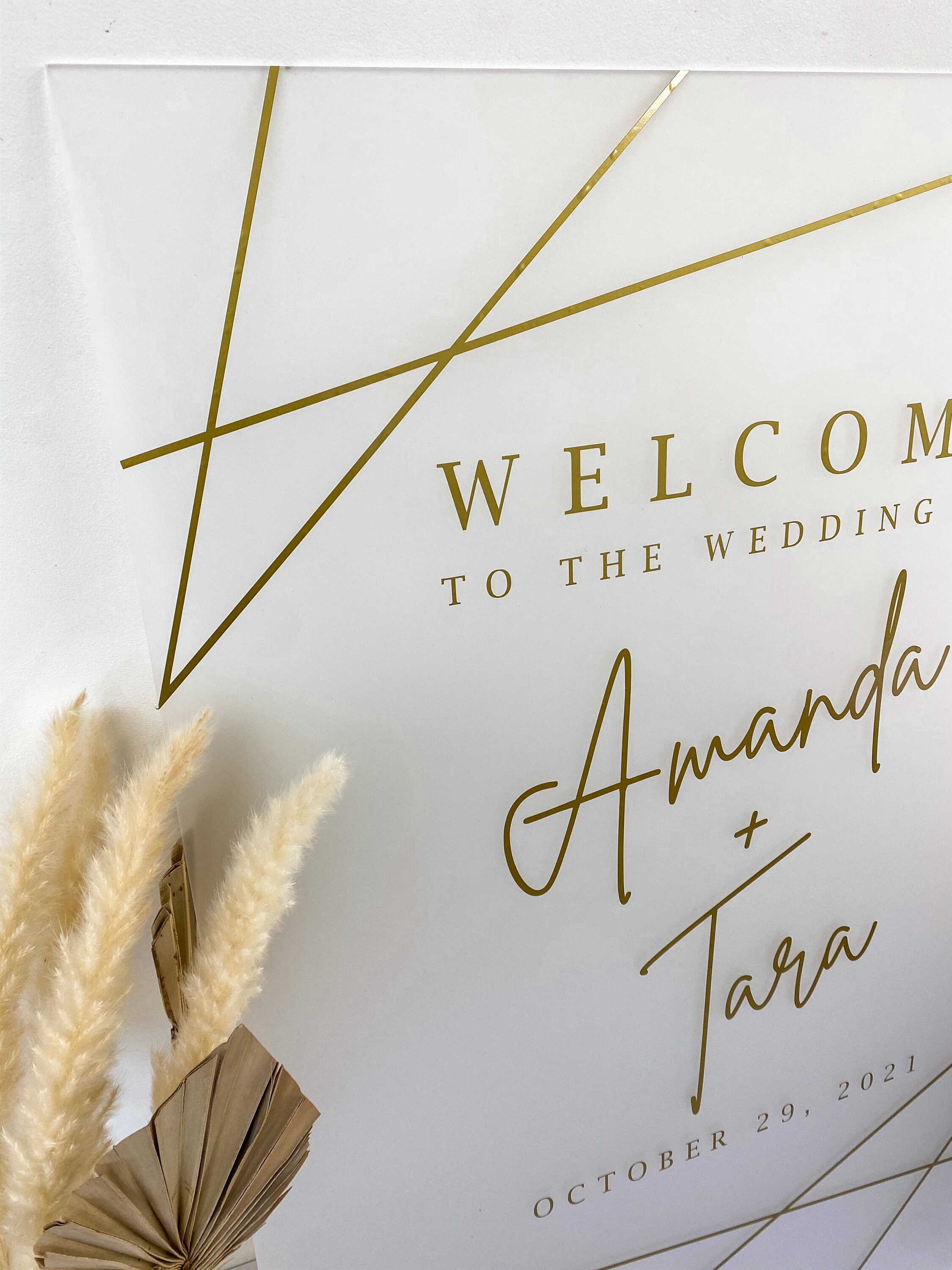 Frosted White Acrylic Wedding Welcome Sign Geometric Modern | Etsy