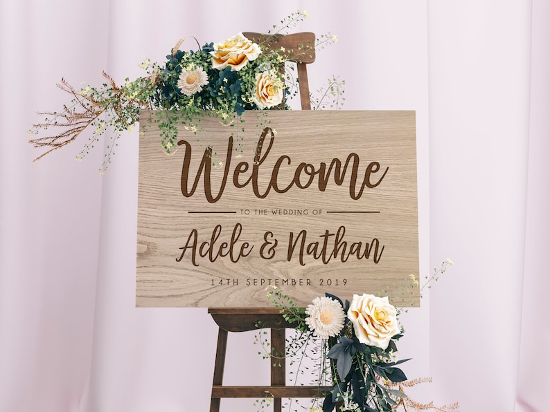 Welcome Wedding Sign Oak Laser Engraved Board Wedding Signs - Etsy
