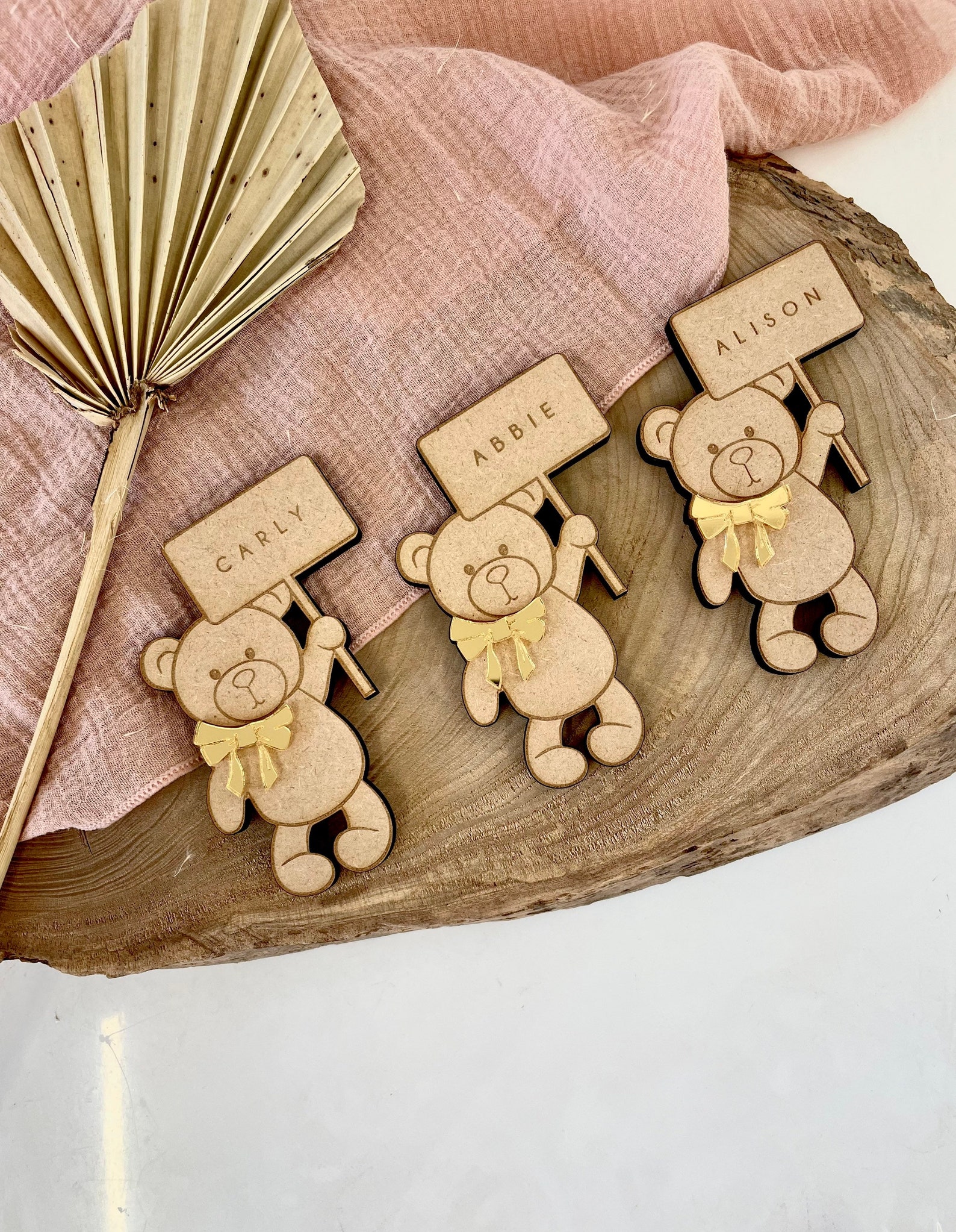 Teddy Bear Baby Shower Name Card Wooden Name Place Setting - Etsy UK
