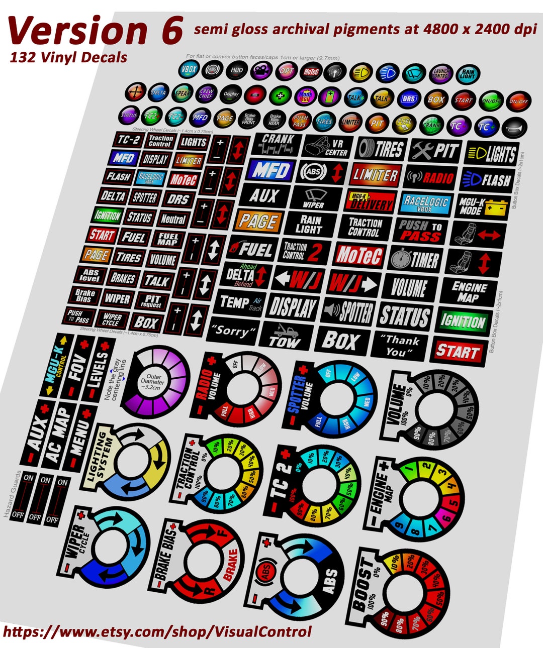 Semi-gloss sim Racing Decals V6 - Etsy
