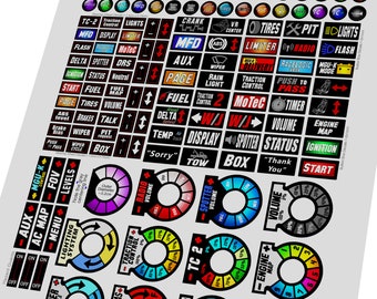 Liongp Sim Racing UV Sticker Red 7 Waybutton, Fanatec Rotary Encoder ...