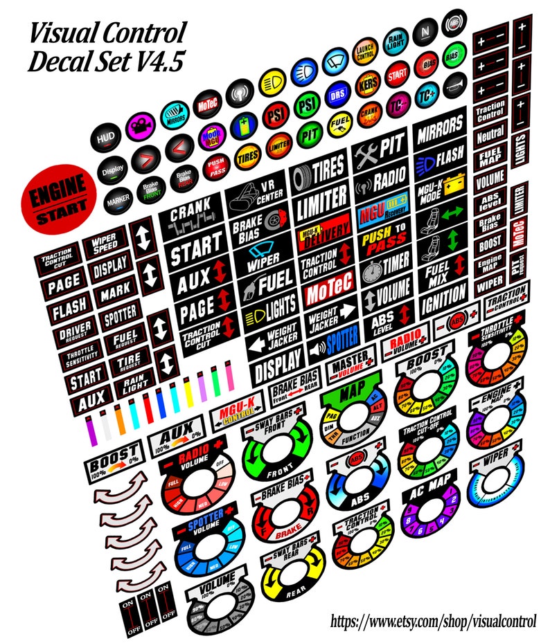 Sim Racing Decals For Button Boxes / Steering Wheels Version | Etsy