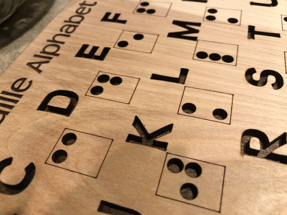 Braille Alphabet Wood Sign for Learning Braille Low Vision | Etsy
