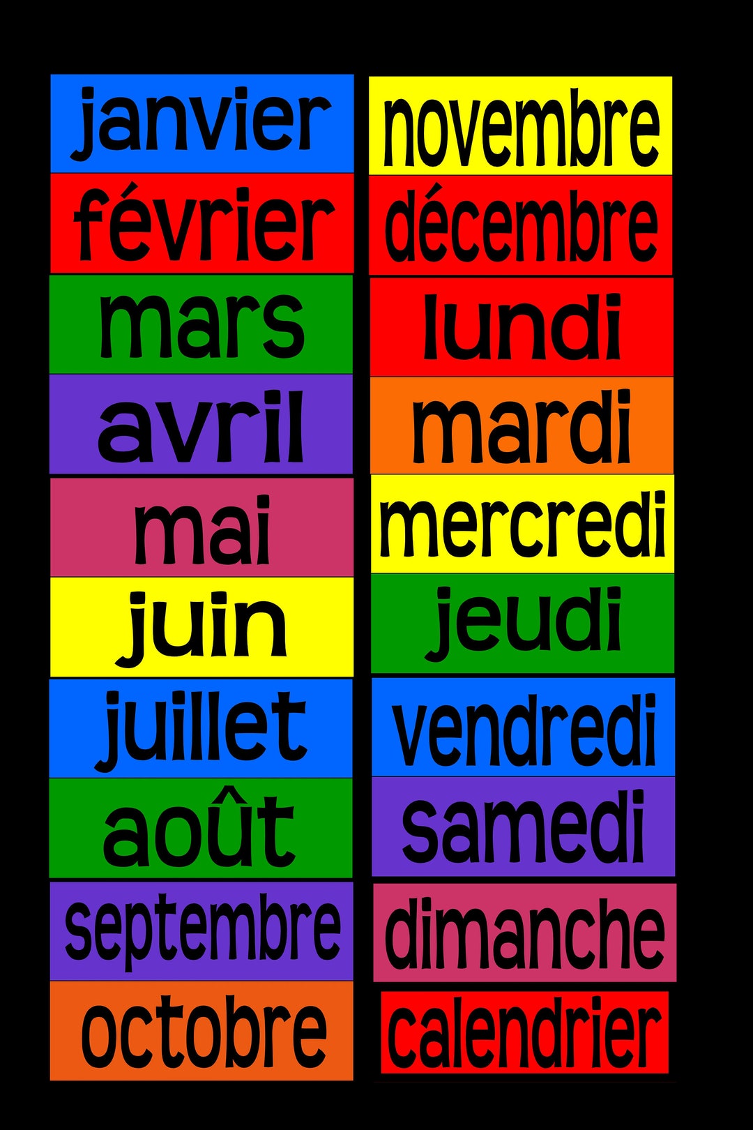 FRENCH Large Full Calendar Set - MAGNETS - Great for Teachers and ...