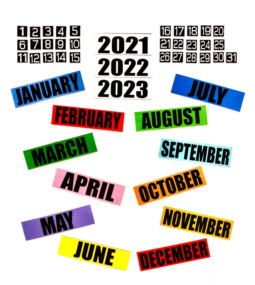 Calendar Magnets - Month/year Set - Also Spanish French Italian Add Ons ...