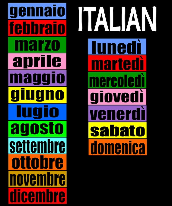 Italian Months And Days
