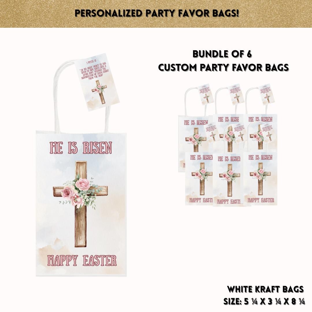 Easter Biblical He is Risen Cross Party Bags | Bundle of 6 Bags ...