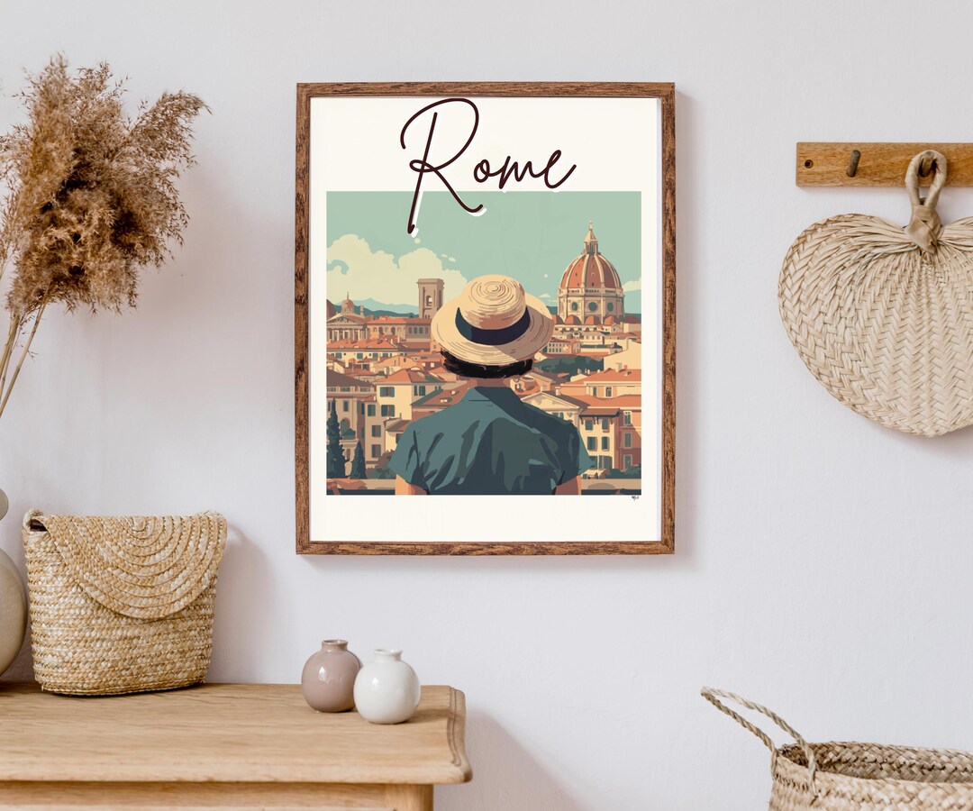 Retro Rome Print – Decorative Illustration of Italy – Vintage Rome ...