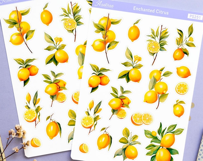 Vintage Lemon and Citrus Sticker Pack. Handmade Gifts, Yellow Junk ...