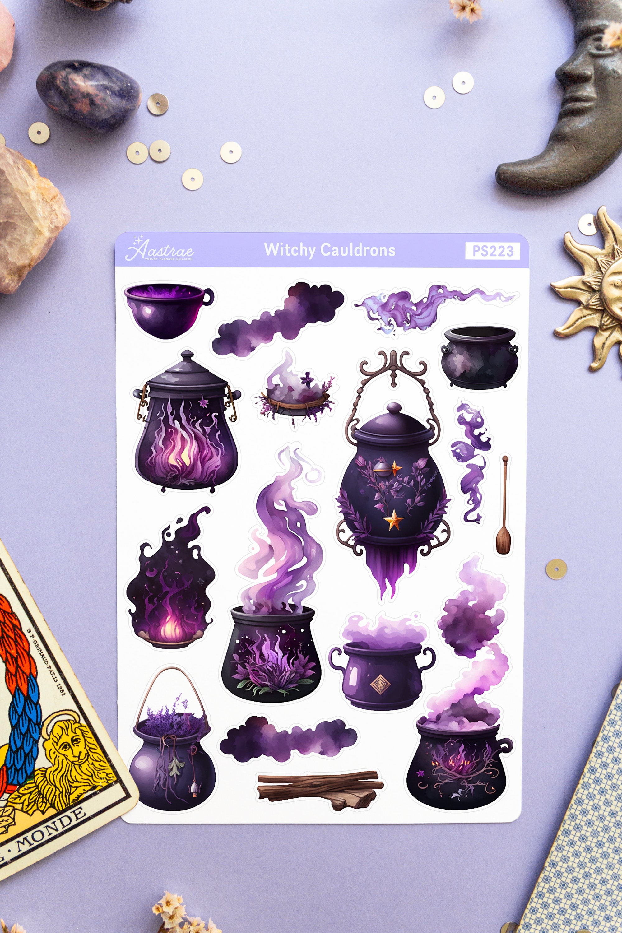 Witchy Cauldron Planner Stickers, Witchcraft Stickers, Witchy Planner ...