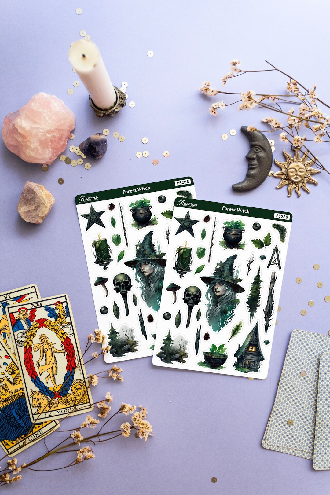 Forest Witch Sticker Sheet, Green Witch Magick Stickers, Witchcraft ...
