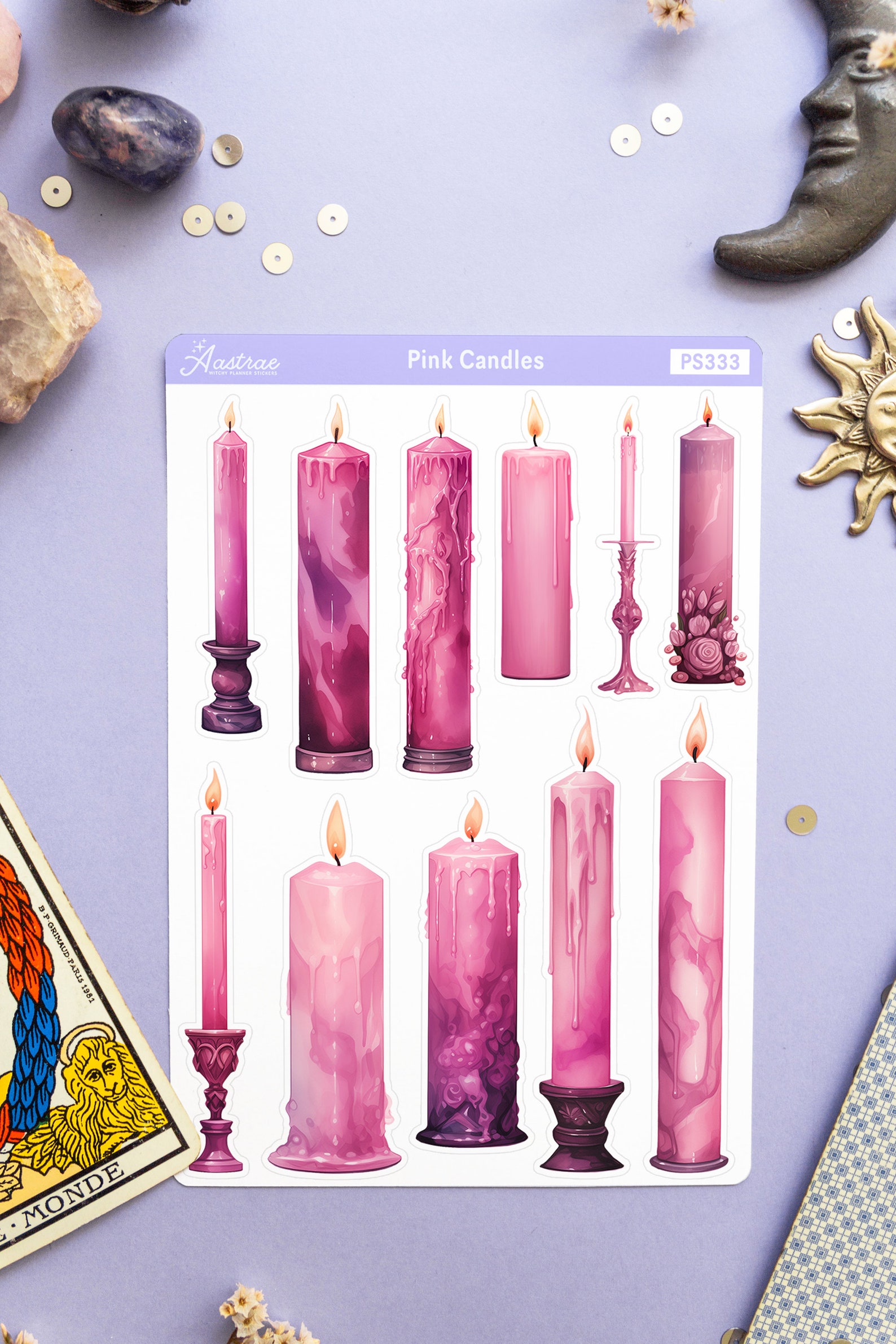 Pink Candle Witch Sticker Sheet, Love Witchcraft Stickers for Planner ...