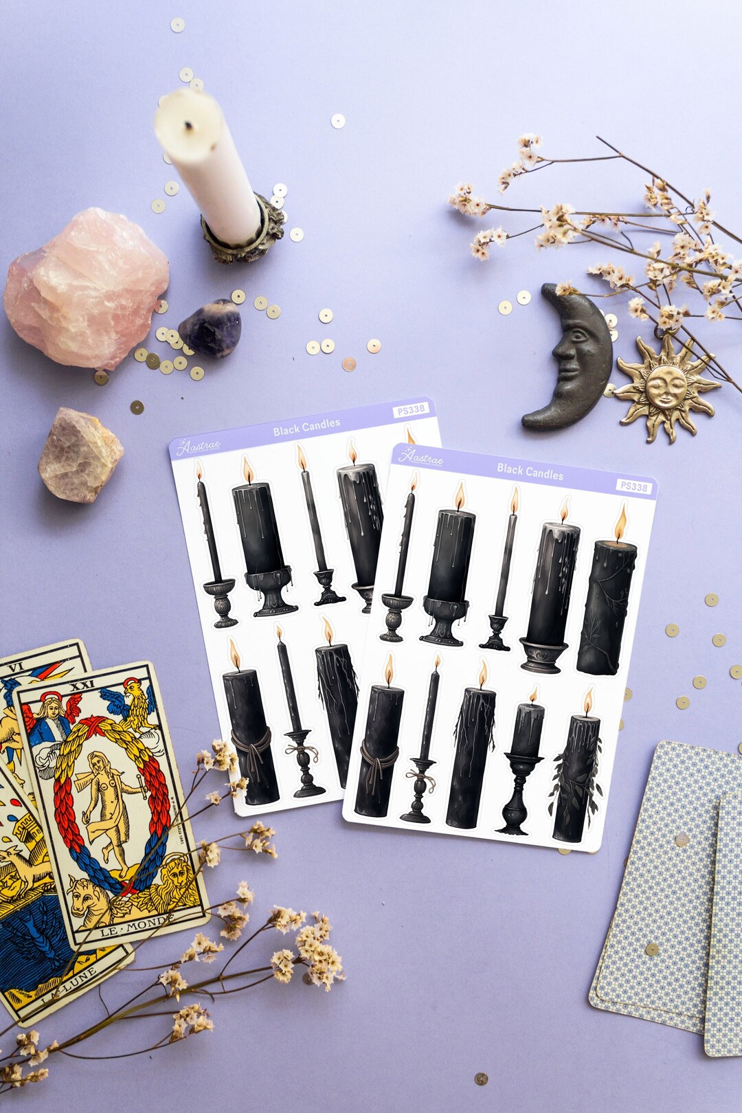 Witchy Black Candles Sticker Sheet, Grimoire Journal Stickers, Book of ...
