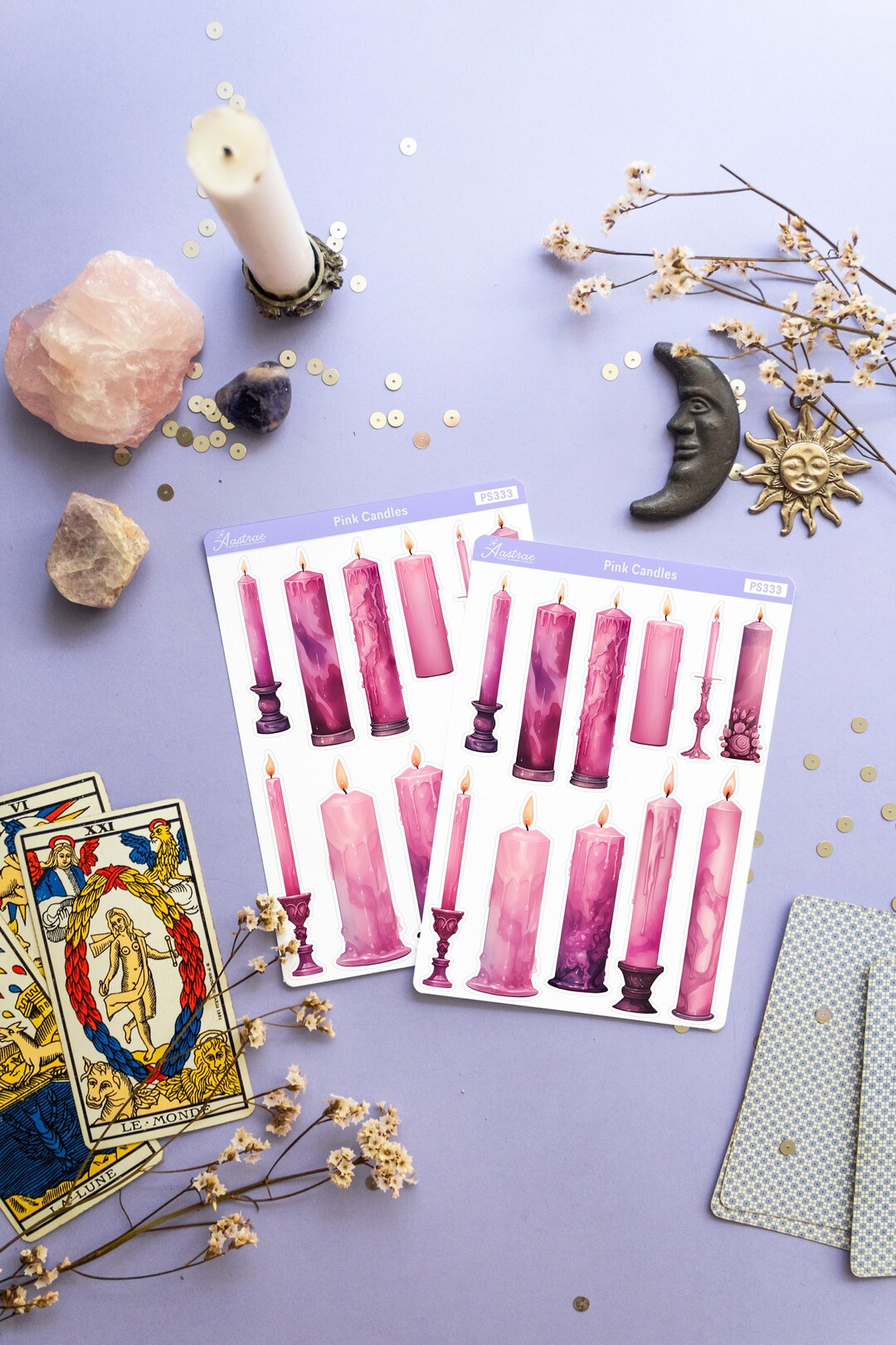 Pink Candle Witch Sticker Sheet, Love Witchcraft Stickers for Planner ...