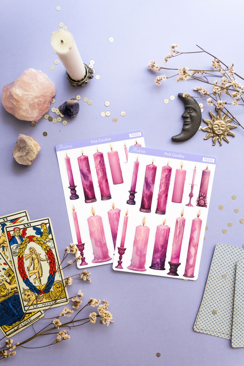 Pink Candle Witch Sticker Sheet, Love Witchcraft Stickers for Planner ...