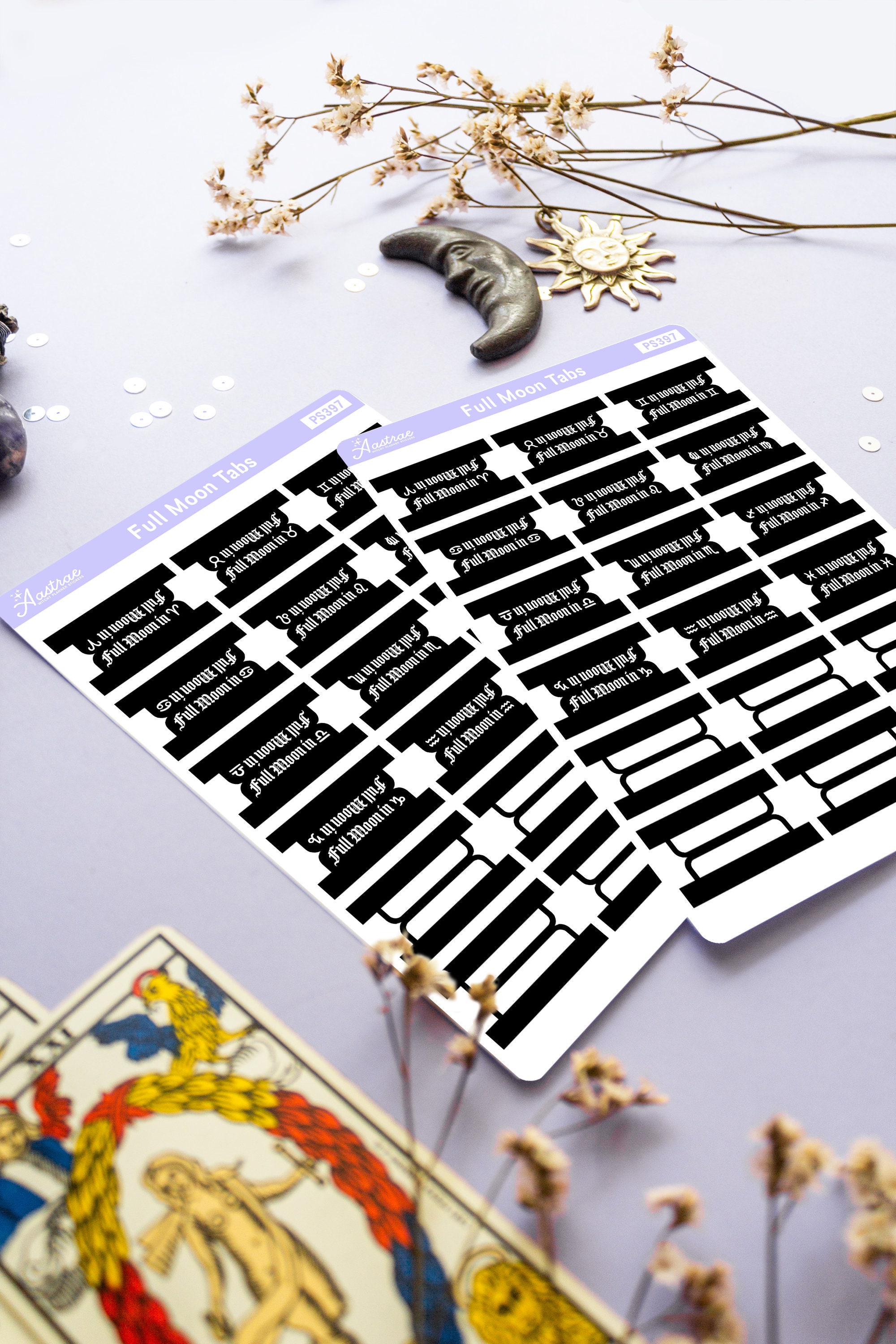 Full Moon Tabs for Moon Journaling, Astrology Notebook Tabs Sticker ...