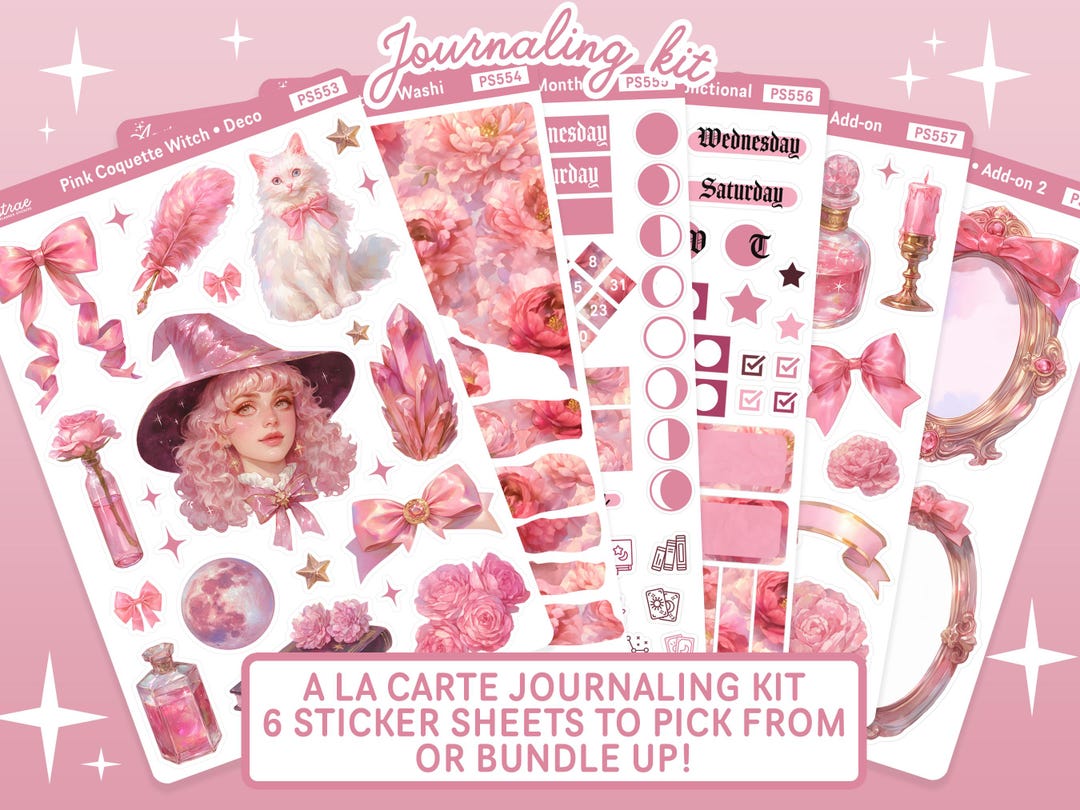 Pink Coquette Witch Journaling Kit, Bullet Journal Monthly Planner ...