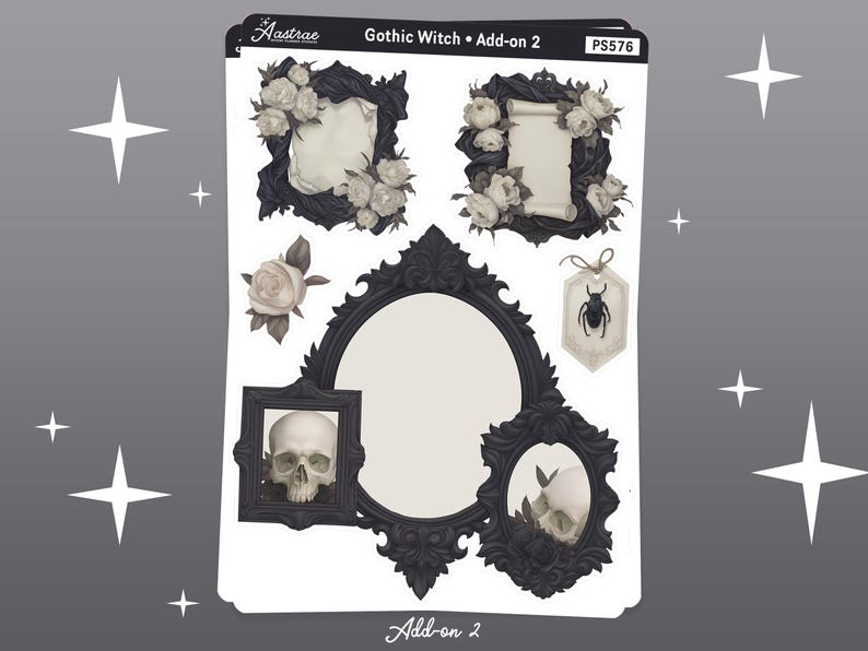 Goth Witch Planner Sticker Sheet Kit, Witchy Bujo Stickers, Gothic ...