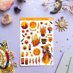 Litha Witch Stickers for Planner, Pagan Planner Stickers, Pagan ...