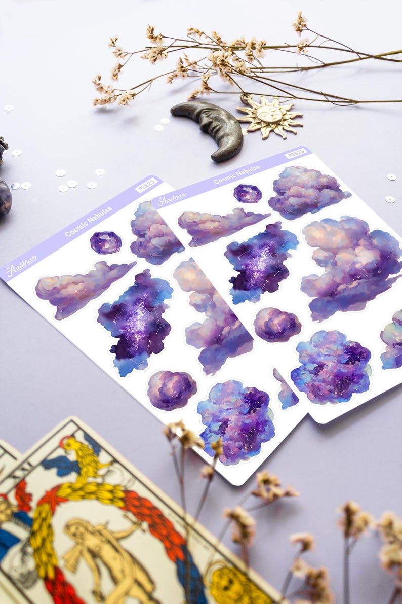 Galaxy Cloud Stickers, Cosmic Nebula Sticker Sheet, Pastel Sky ...