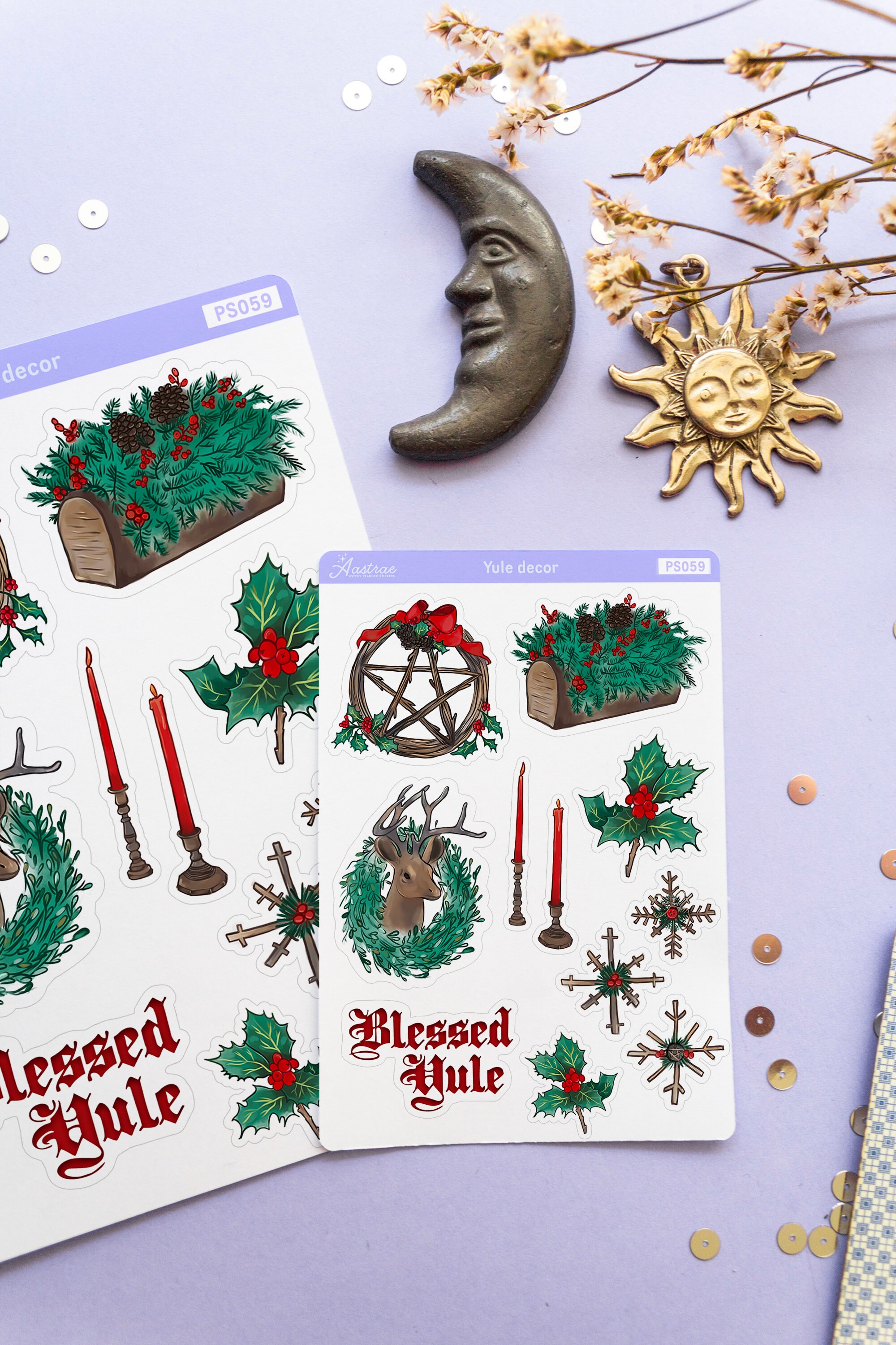 Yule Stickers for Planner Yule Planner Stickers Pagan - Etsy