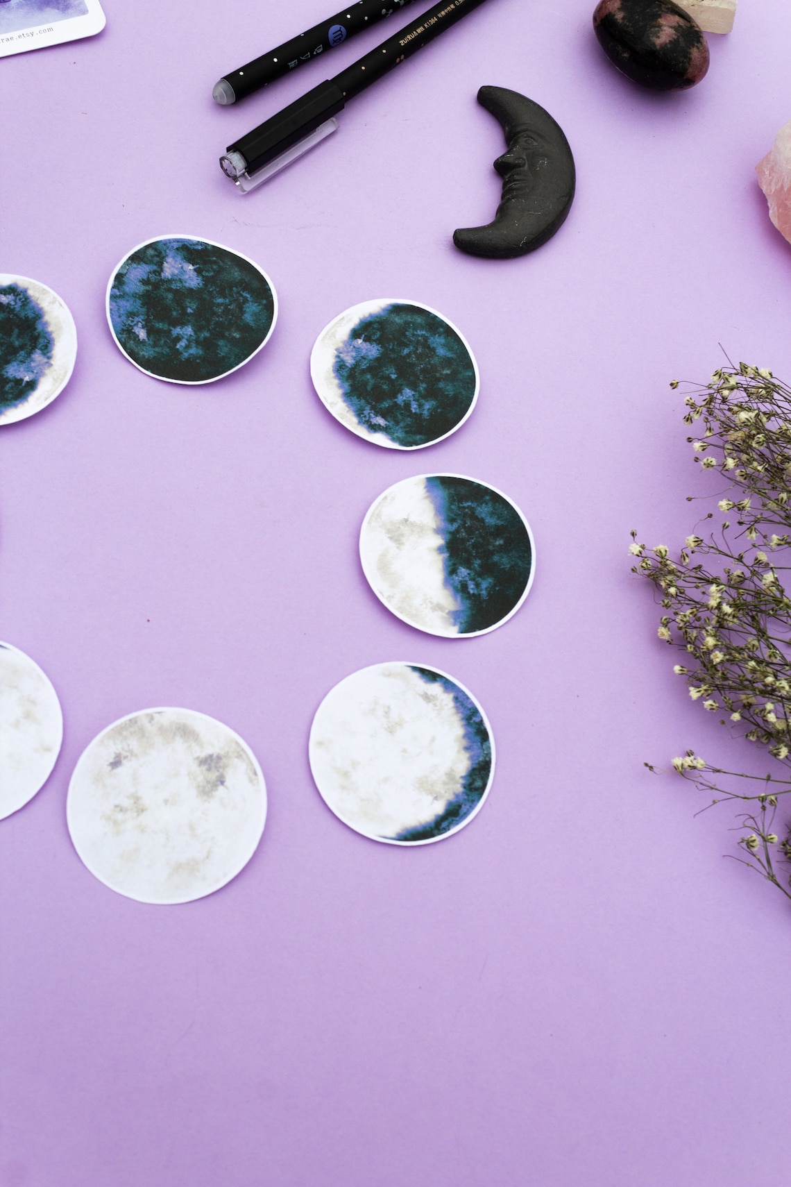 Moon Phase Stickers Bullet Journal Witch Stickers, Lunar Stickers Die ...