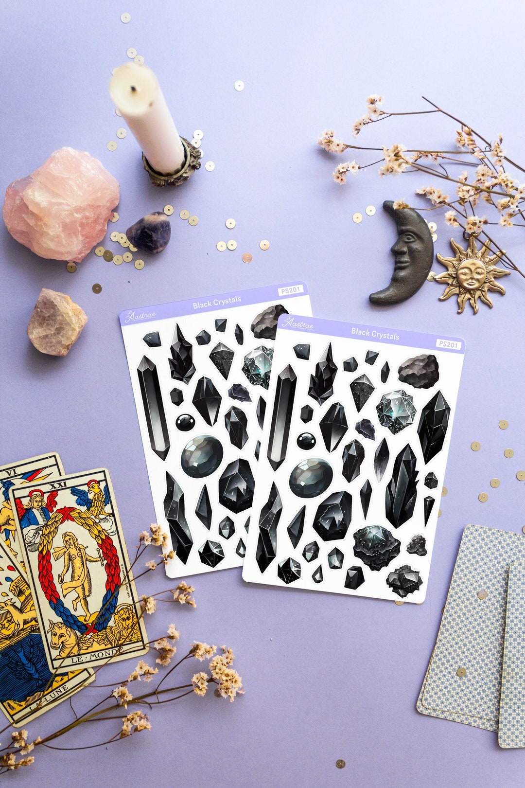 Black Crystals Stickers, Crystals Planner Stickers, Gemstone Stickers ...