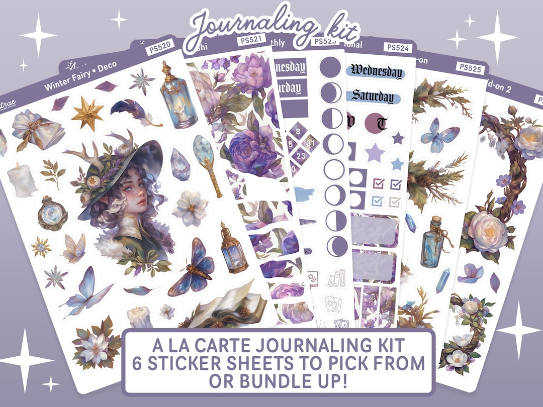 Winter Fairy Journaling Sticker Kit, Fairycore Stickers, Fairy Journal ...