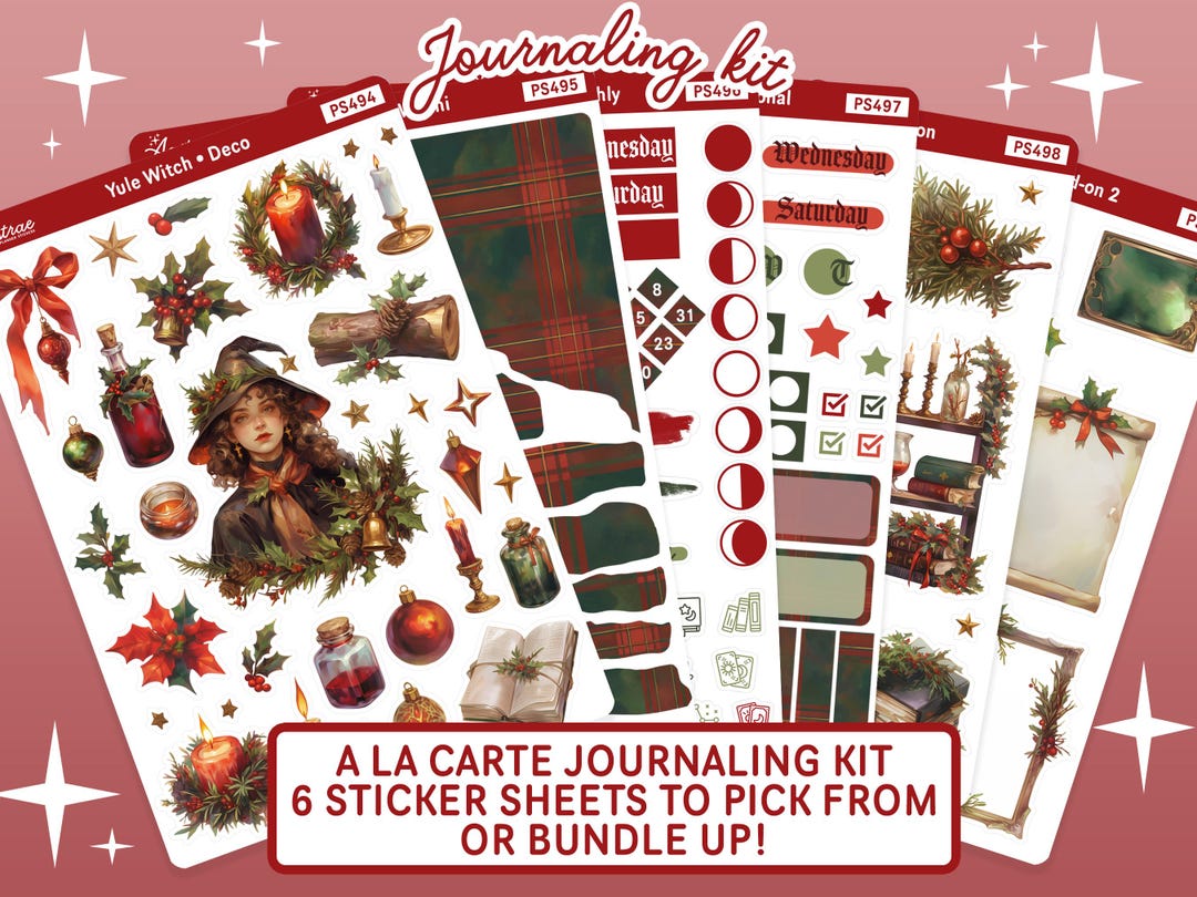Yule Witch Planner Stickers Monthly Kit, Yule Winter Solstice Witchy ...