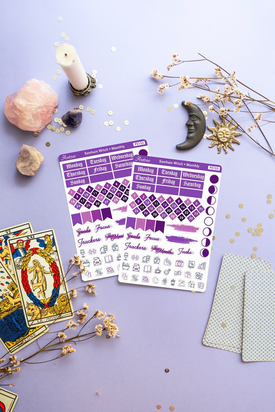 Samhain Witch Functional Planner Stickers Kit, Witchcraft Stickers ...