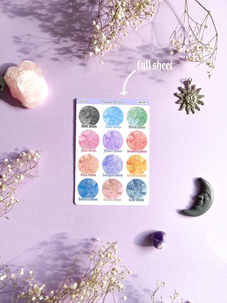 Pagan Moon Stickers for Planner, Pagan Planner Stickers, Wiccan Moon ...