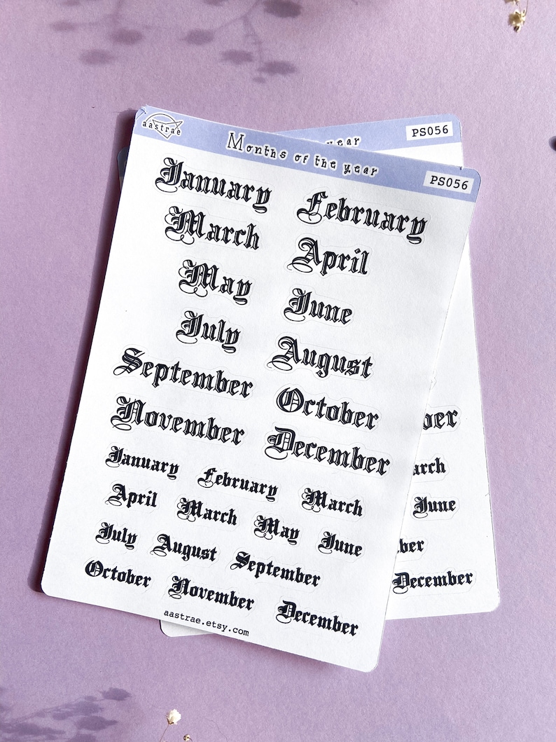 Month Stickers for Planner Month of the Year Stickers Script | Etsy