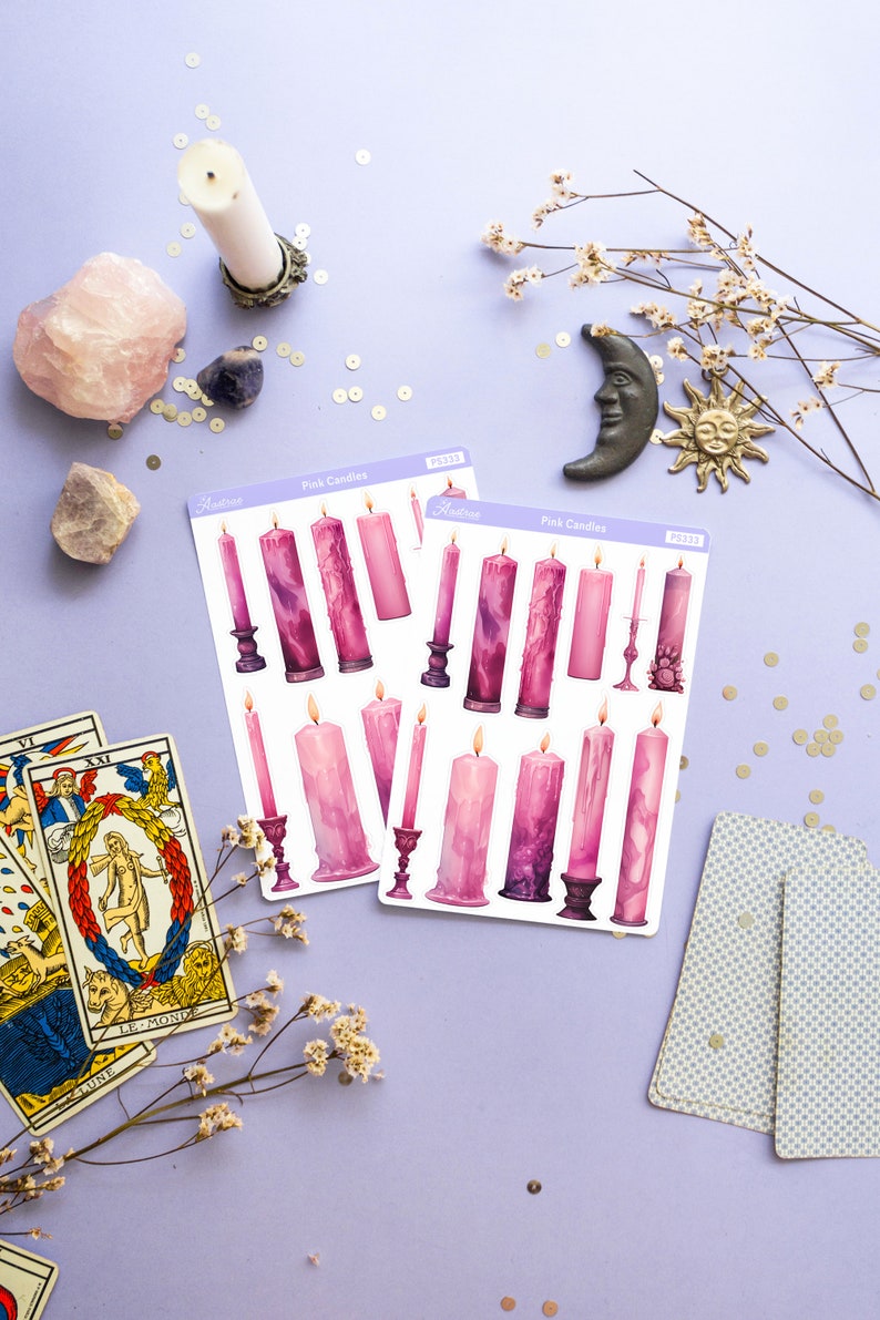 Pink Candle Witch Sticker Sheet, Love Witchcraft Stickers for Planner ...
