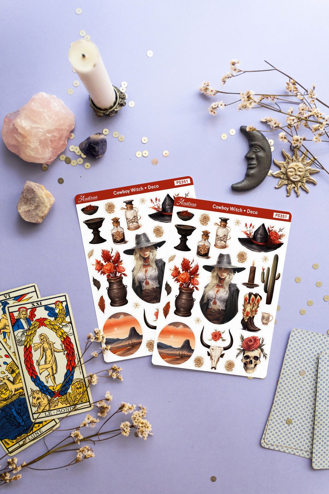 Cowboy Witch Stickers for Planner, Country Western Wild West Planner ...