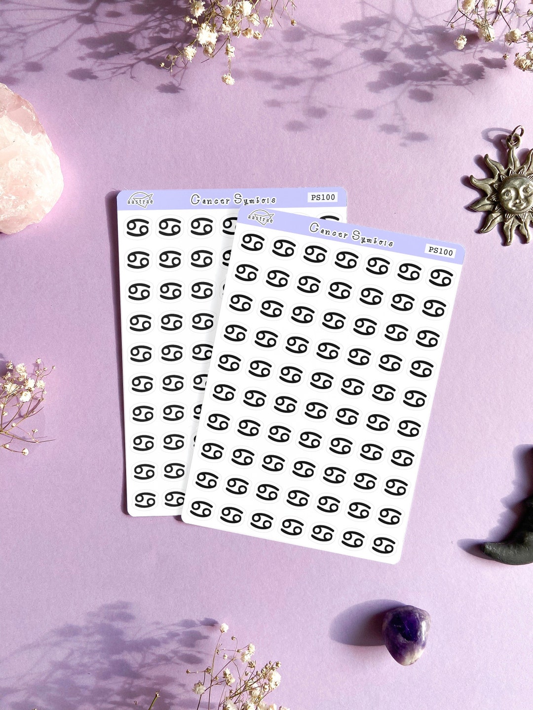 Cancer Stickers for Planner, Astrology Planner Stickers, Zodiac Sign ...