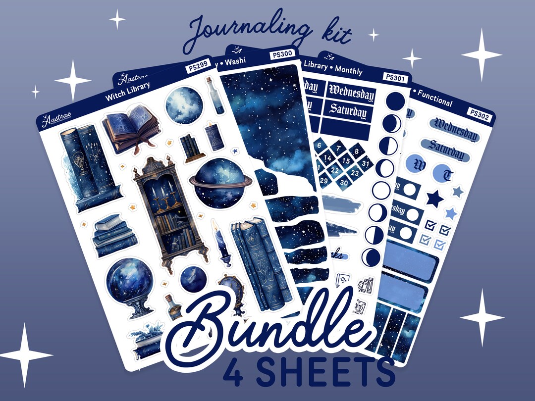 Celestial Witch Library Journaling Kit, Witch Journal Planner Stickers ...