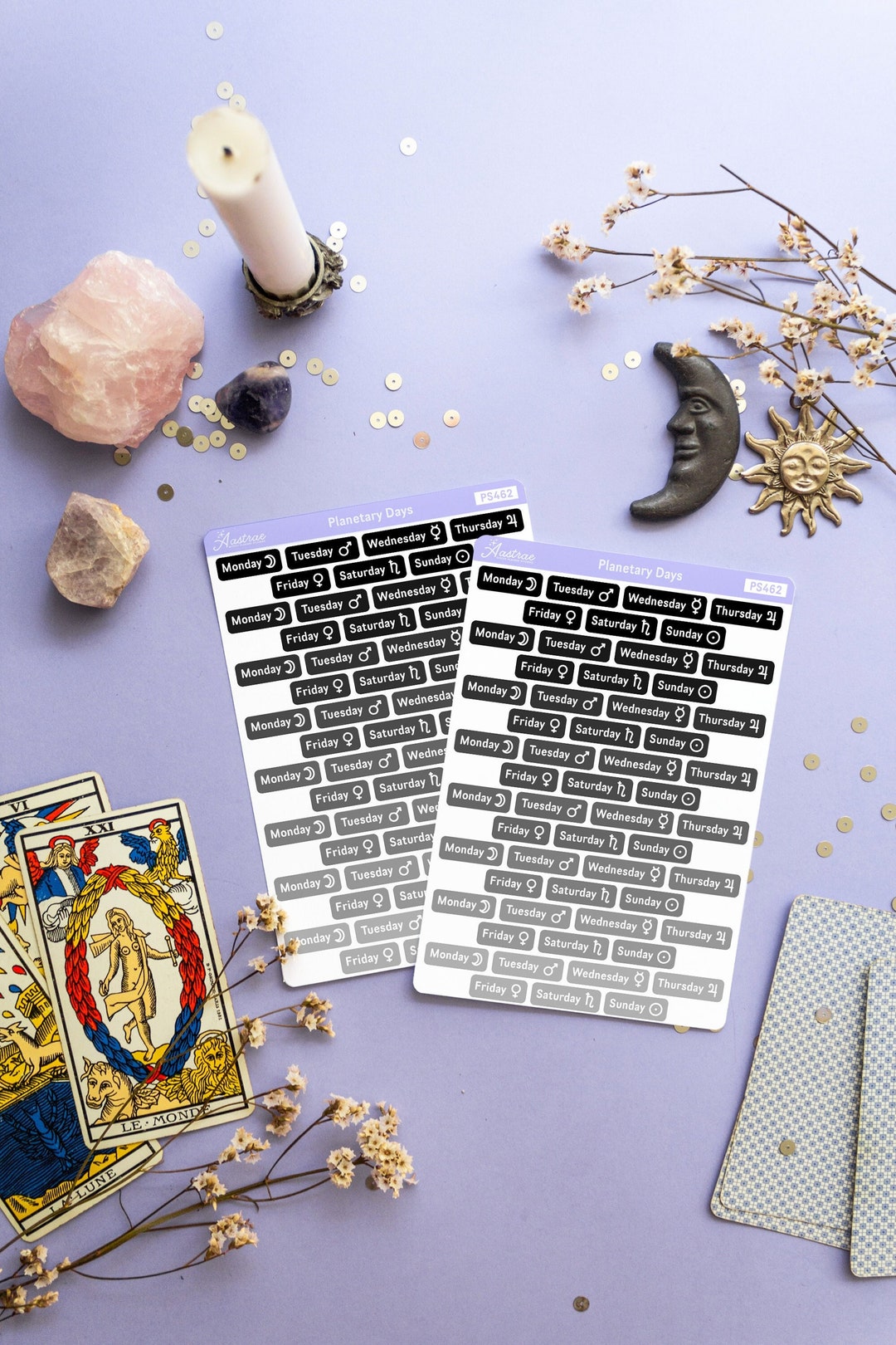 Planetary Days of the Week Sticker Sheet, Astrology Journal Stickers ...