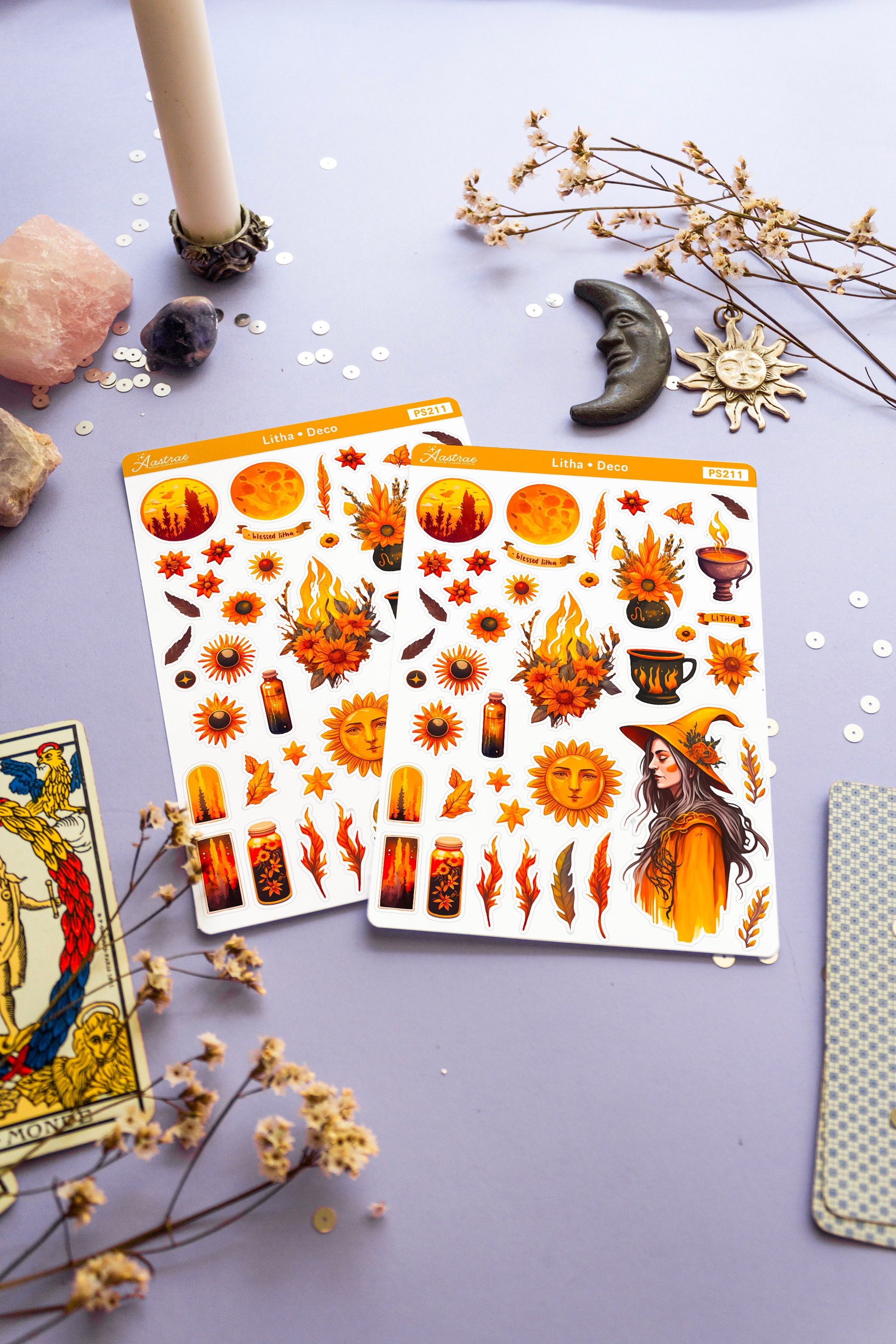 Litha Witch Stickers for Planner, Pagan Planner Stickers, Pagan ...