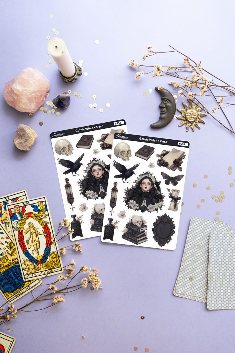 Gothic Witch Stickers, Dark Aesthetic Planner Deco, Witchy Scrapbook ...