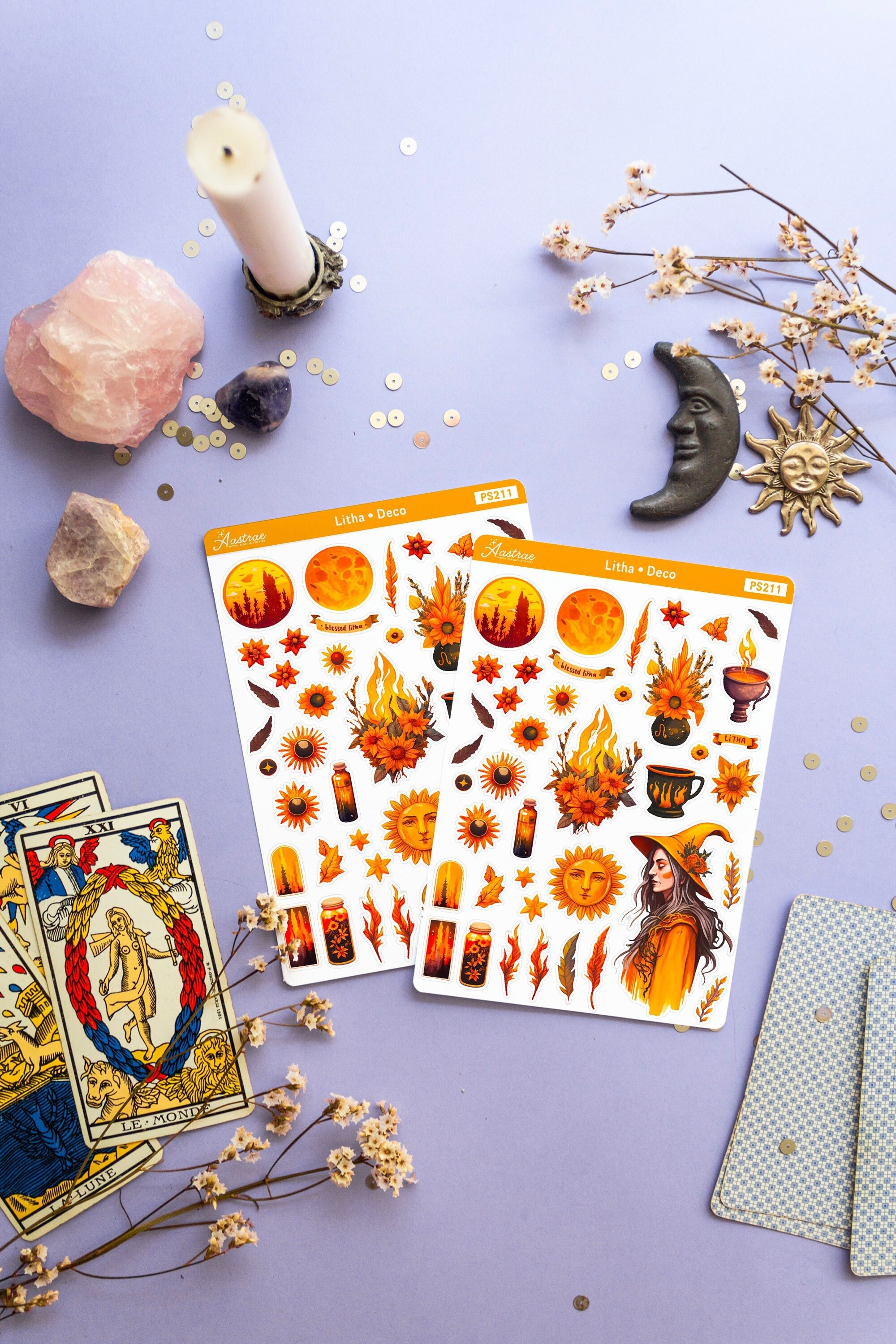 Litha Witch Stickers for Planner, Pagan Planner Stickers, Pagan ...