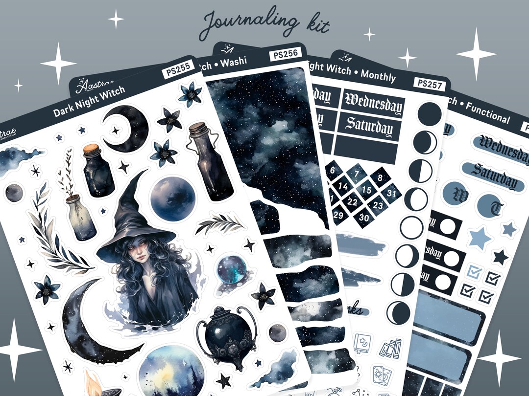 Witchy Journal Stickers Kit, Dark Witchcraft Stickers, Monthly Sticker ...