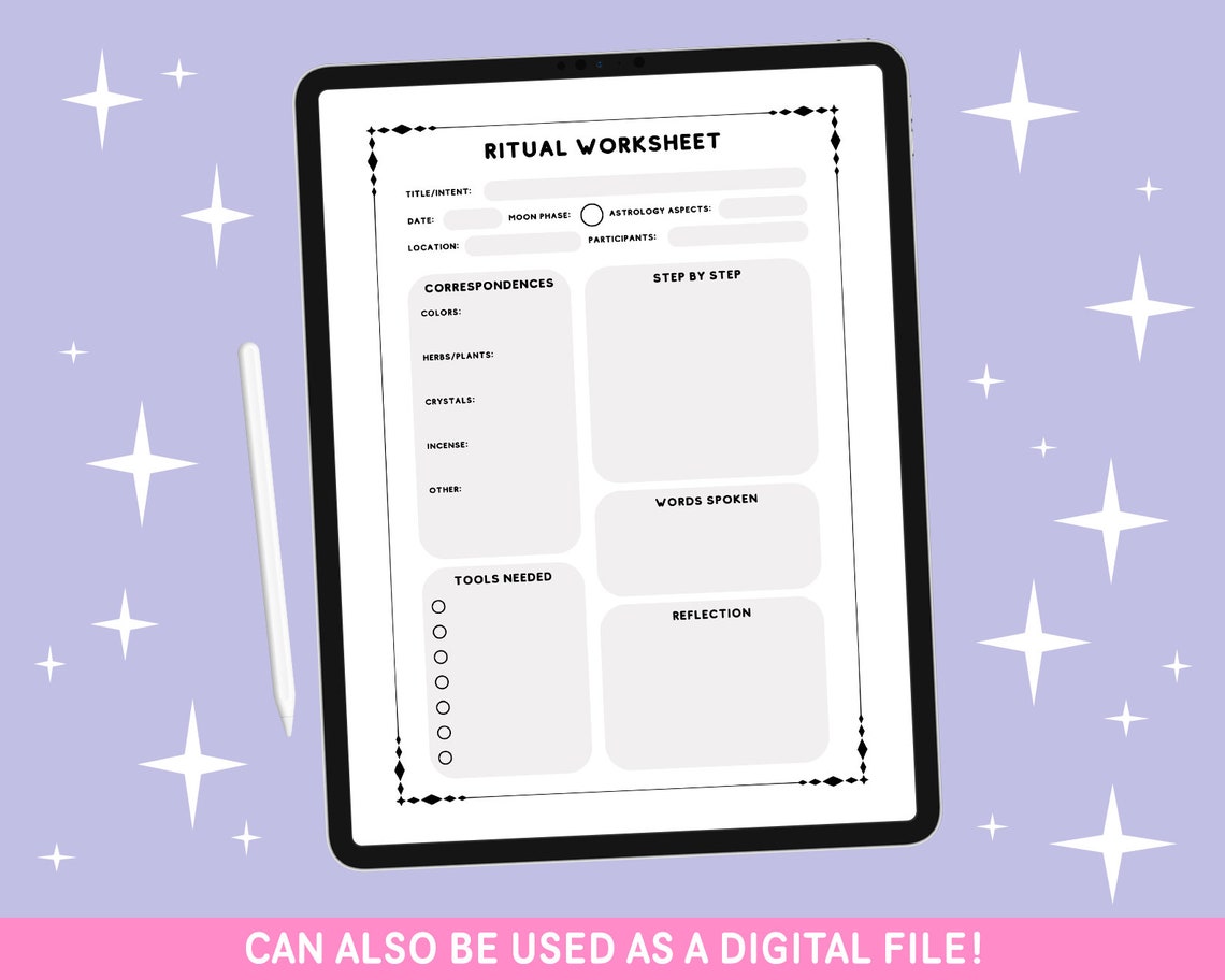 Printable Ritual Worksheet, Digital Witchcraft Printables, Witch ...