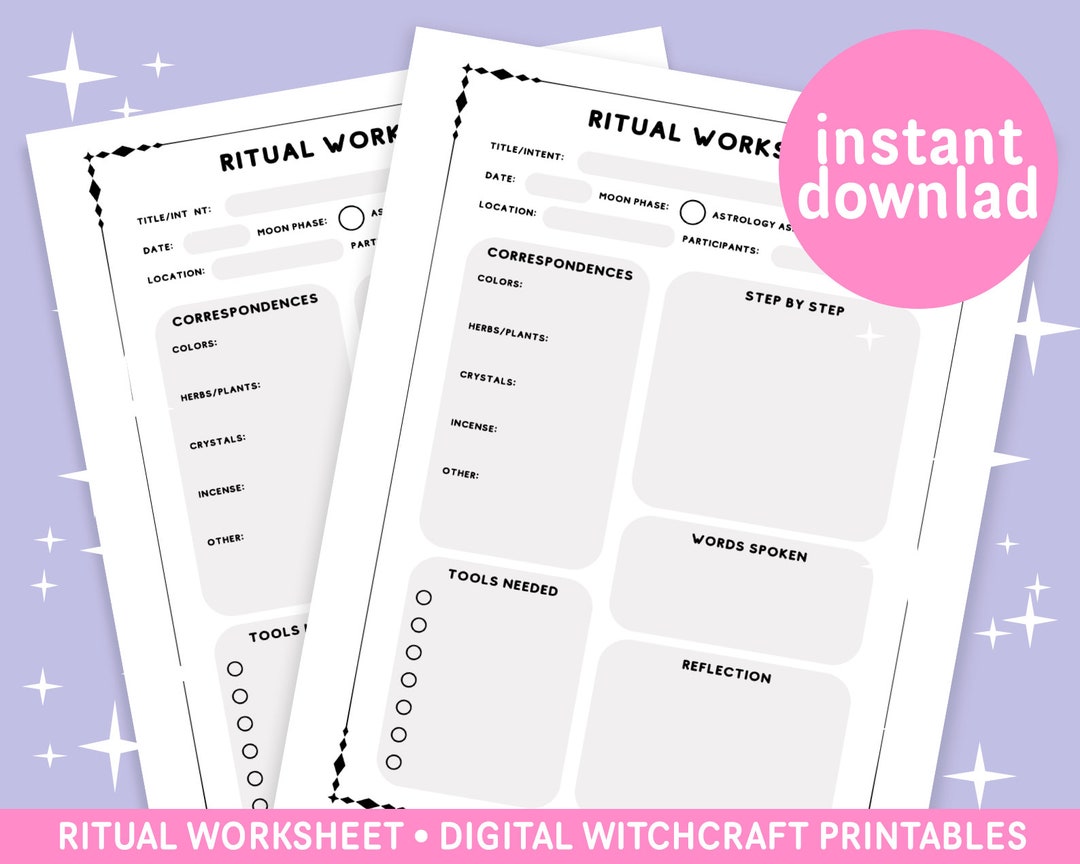 Printable Ritual Worksheet, Digital Witchcraft Printables, Witch ...