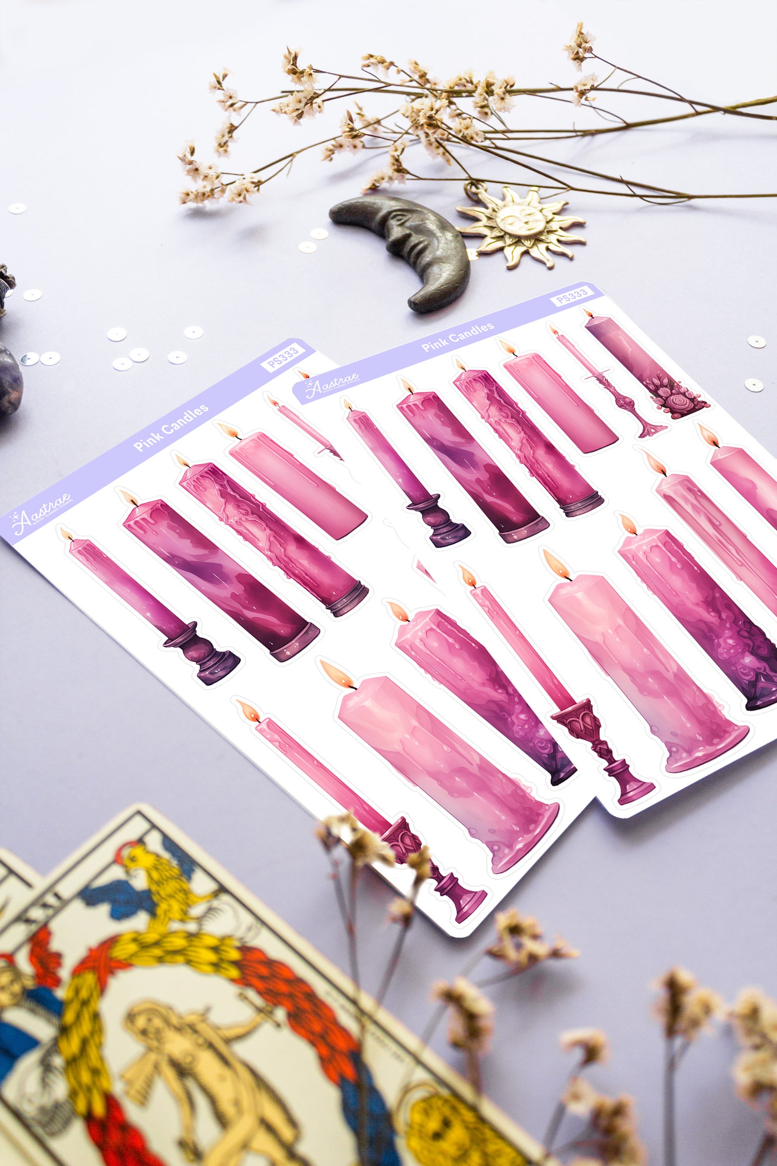 Pink Candle Witch Sticker Sheet, Love Witchcraft Stickers for Planner ...