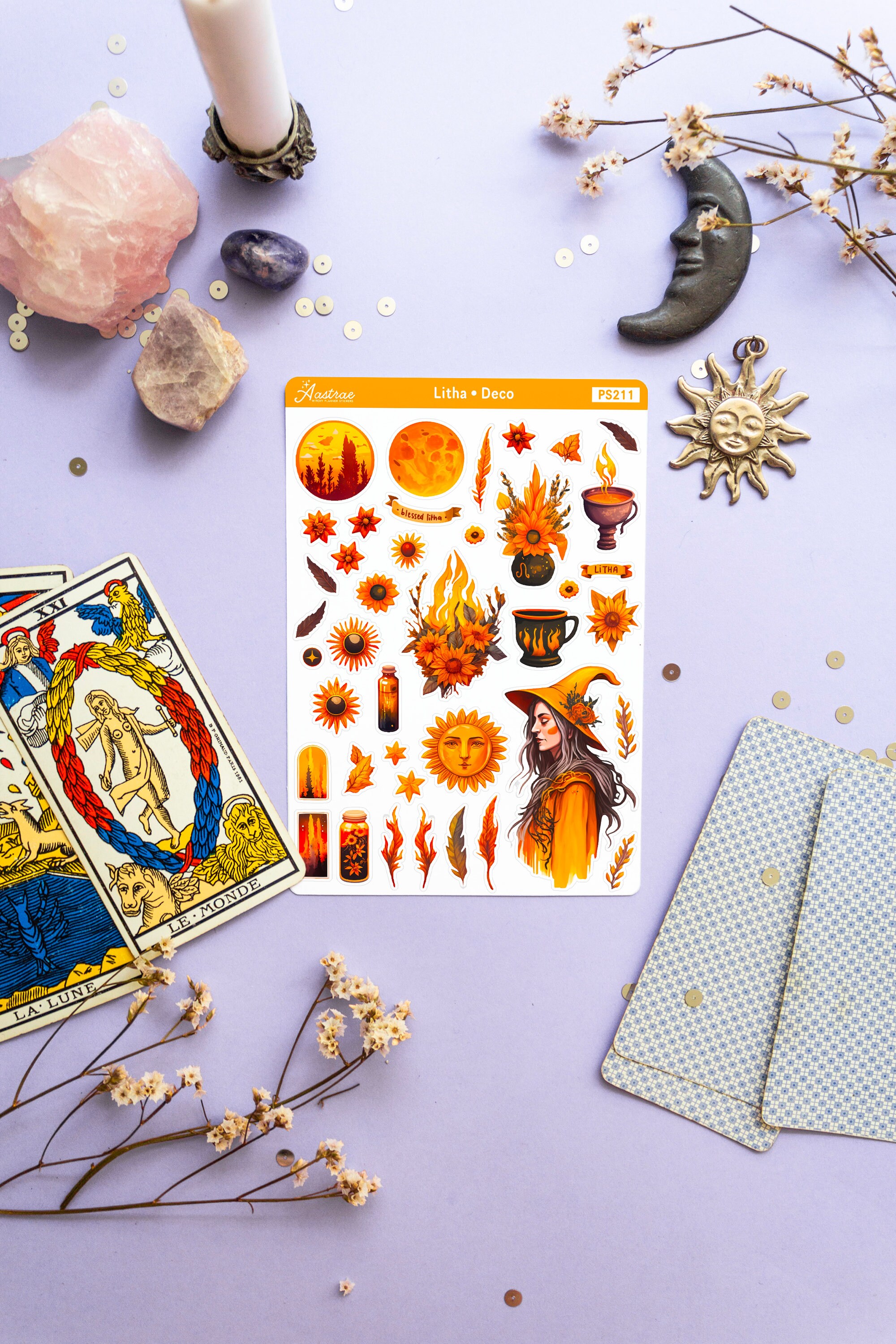 Litha Witch Stickers for Planner, Pagan Planner Stickers, Pagan ...