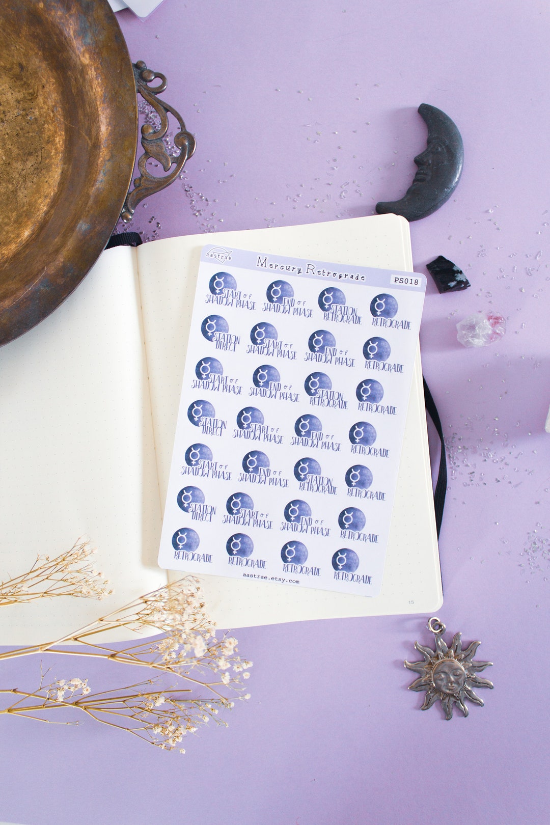Mercury Retrograde Astrology Planner Sticker Witch Grimoire Stickers