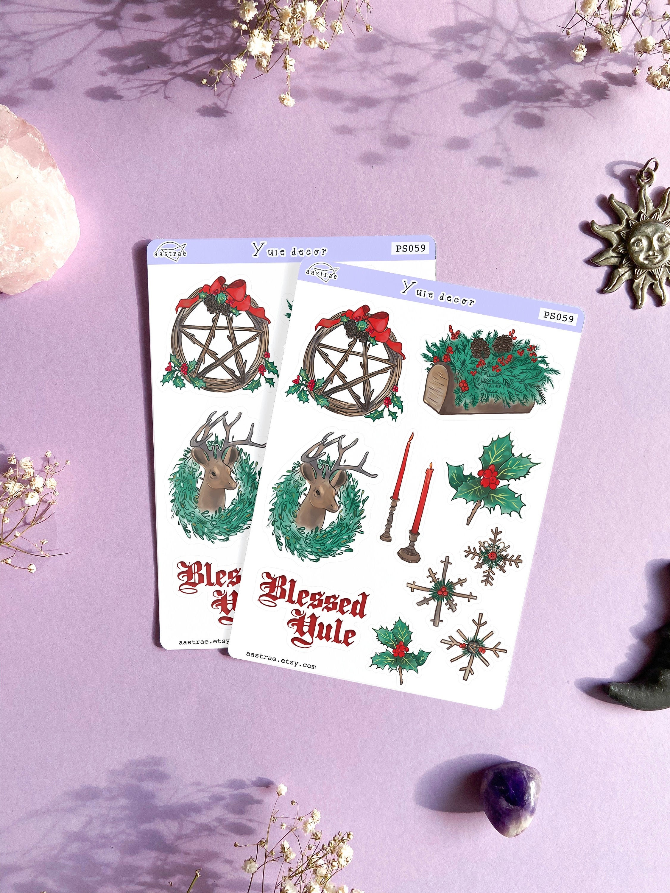 Yule Stickers for Planner Yule Planner Stickers Pagan | Etsy