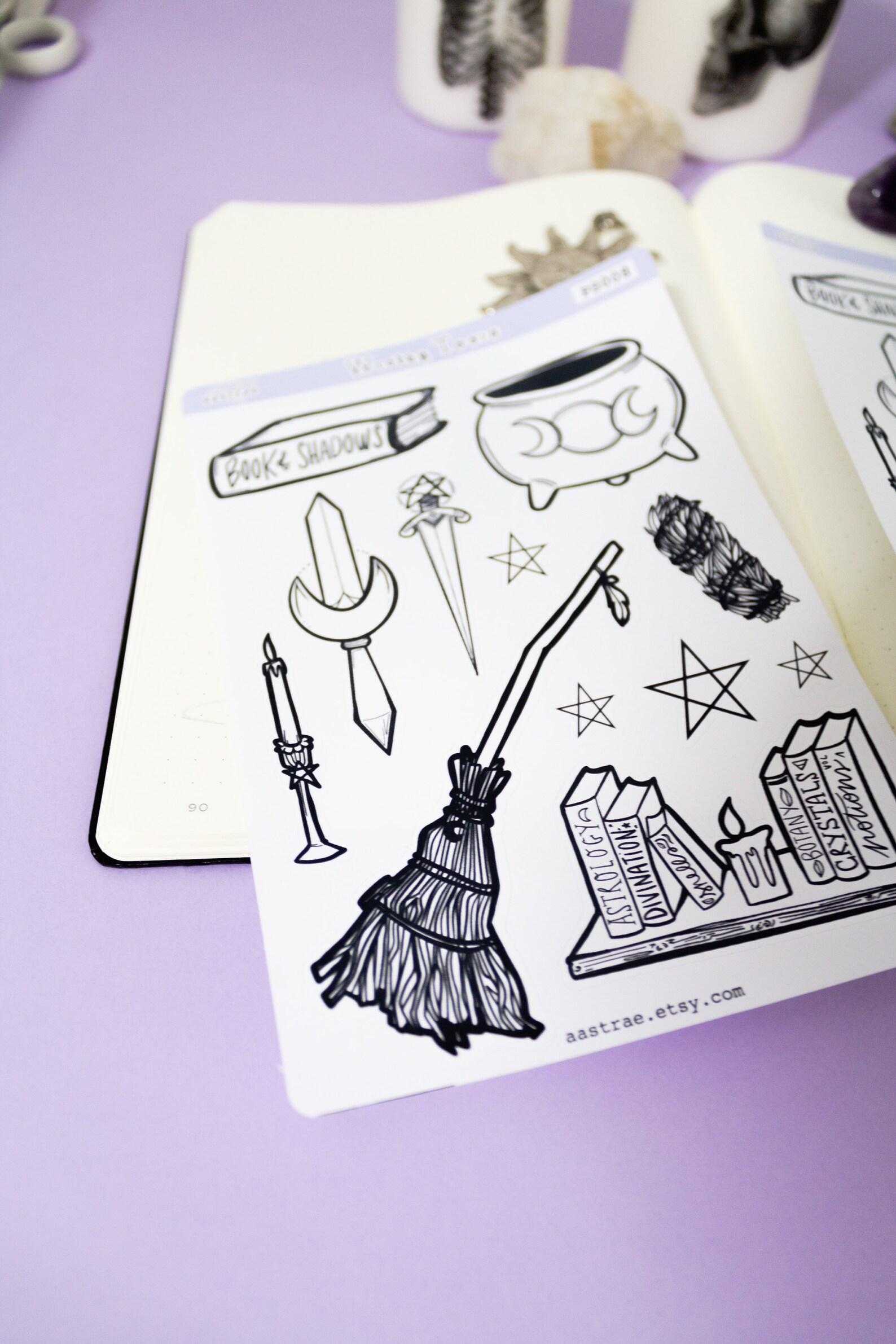 Witchy Stickers for Planners, Grimoire Book of Shadows Stickers, Pagan ...
